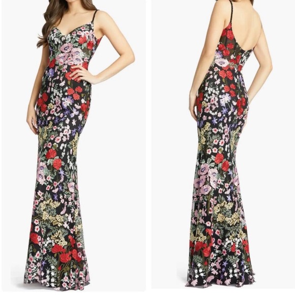 Mac Duggal | Dresses | Mac Duggal Floral Embroidered Lace Sweetheart ...